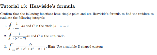 Solved Tutorial 13: Heaviside's formula Confirm that the | Chegg.com