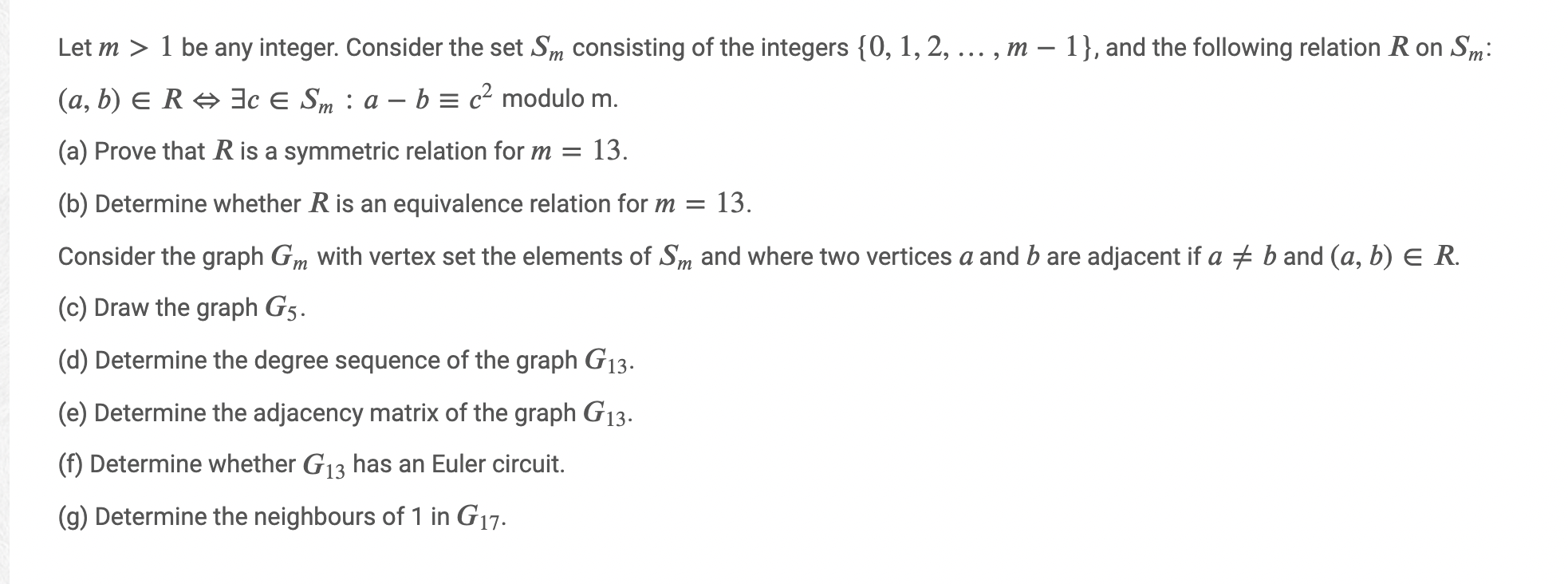 Solved Let 𝑚>1 be any integer. Consider the set 𝑆𝑚 | Chegg.com