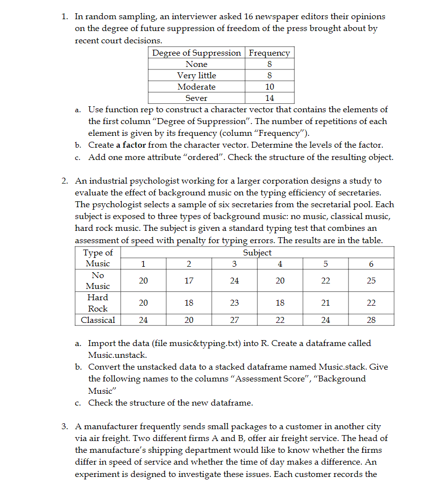 Solved Please use R These are the files you will | Chegg.com