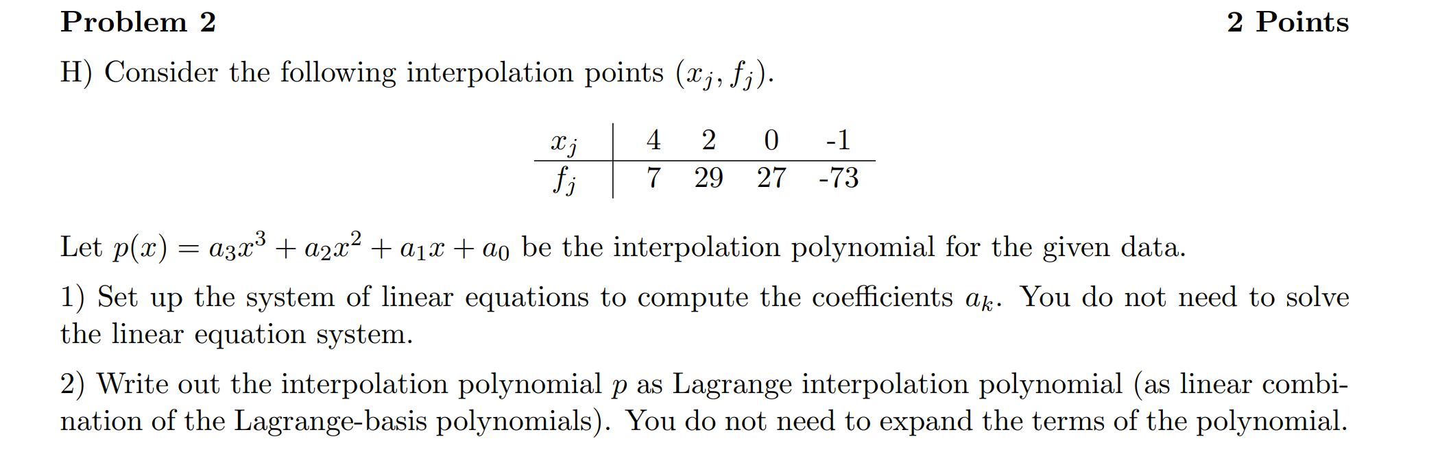 Solved Problem 2 2 Points H) Consider the following | Chegg.com
