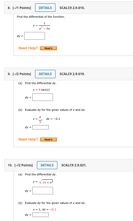 Solved 8. [-/1 Points) DETAILS SCALC9 2.9.015. Find the | Chegg.com