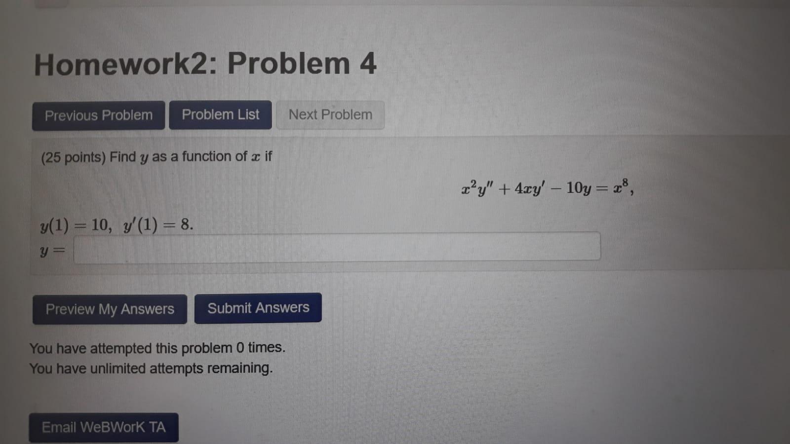 Solved Homework2: Problem 4 Previous Problem Problem List | Chegg.com