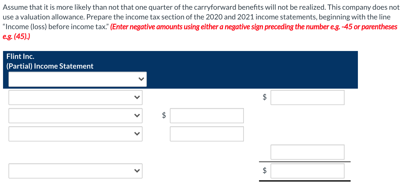 Solved Flint Inc. reports the following pre-tax incomes | Chegg.com