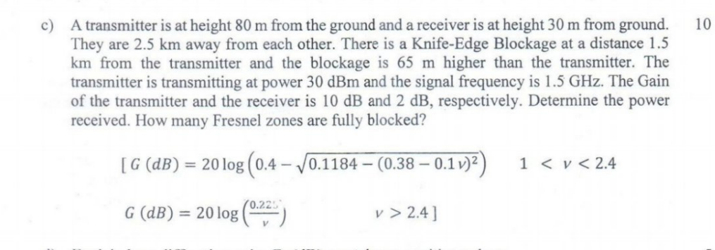 Solved c) A transmitter is at height 80 m from the ground | Chegg.com