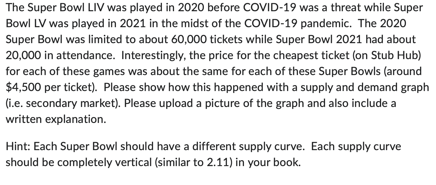 Solved The Super Bowl LIV was played in 2020 before COVID-19 | Chegg.com