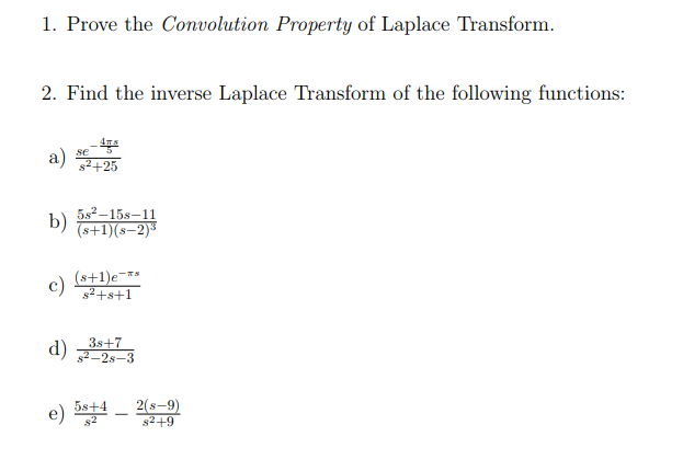 Solved 1. Prove the Convolution Property of Laplace | Chegg.com