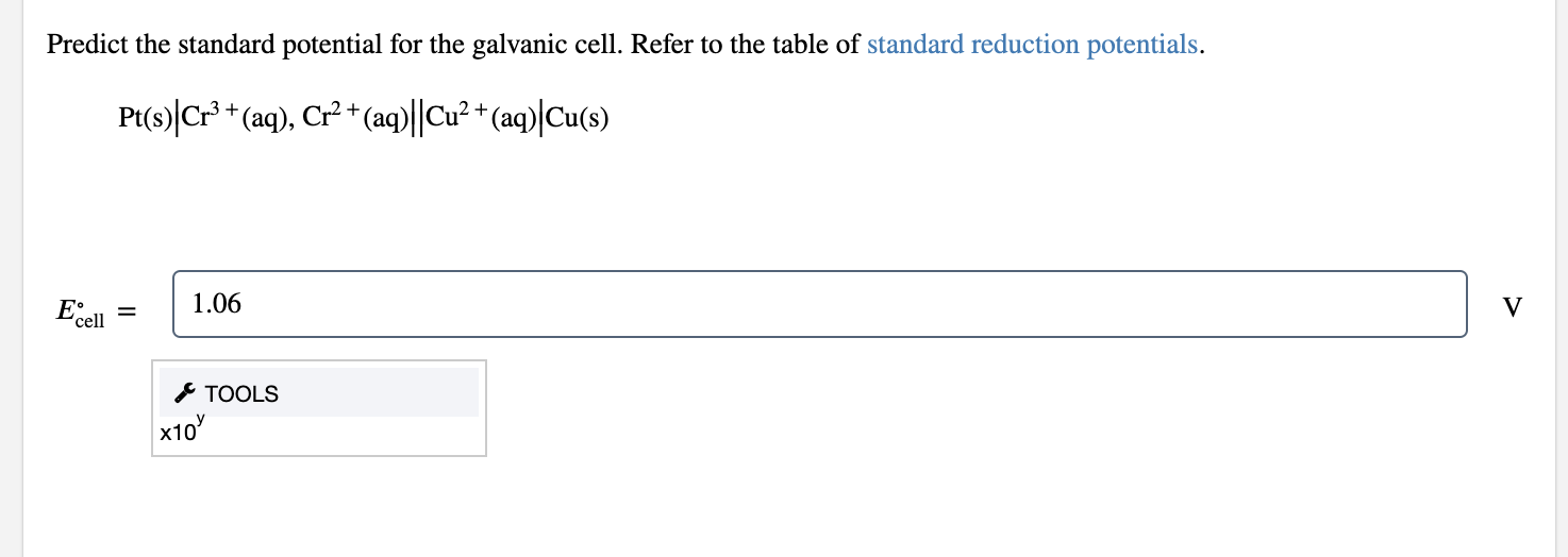 Solved Predict the standard potential for the galvanic cell. | Chegg.com