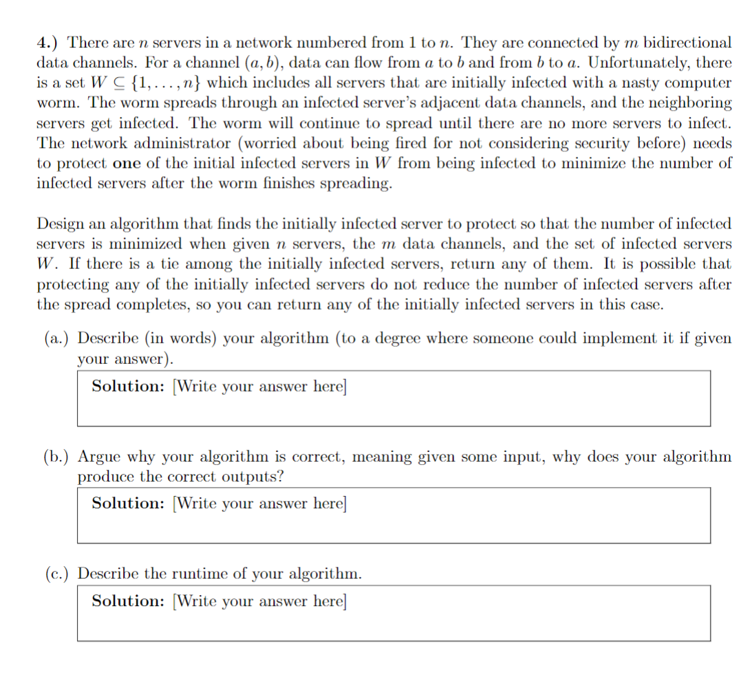 Solved 4.) ﻿There are \( ﻿n \) ﻿servers in a network | Chegg.com