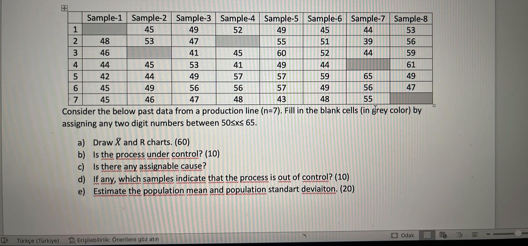 Solved Consider the below past data from a production line | Chegg.com