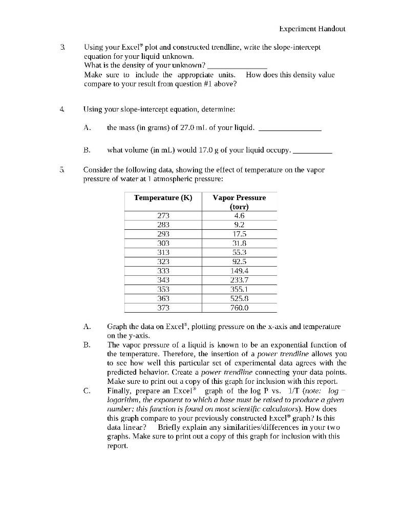 Experiment Handout Graphical Representation Of Data