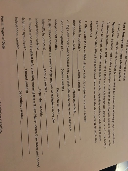 :Scientific Method in Action Part I: Step by step | Chegg.com