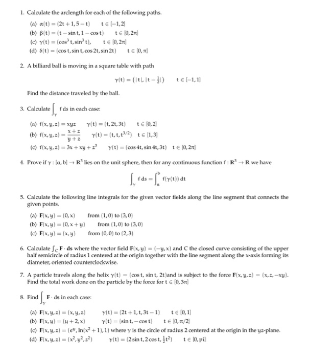 Solved Calculate the arclength for each of the following | Chegg.com