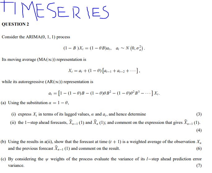 Solved STATISTICSTIME SERIESQUESTION 2Consider the | Chegg.com