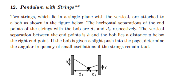 Solved 12. Pendulum with Strings** Two strings, which lie in | Chegg.com