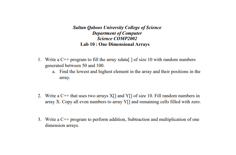 Solved Sultan Qaboos University College of Science | Chegg.com