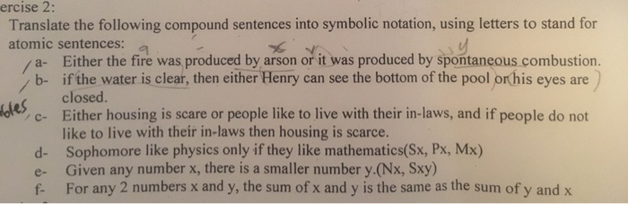 Solved ercise 2 Translate the following compound sentences | Chegg.com