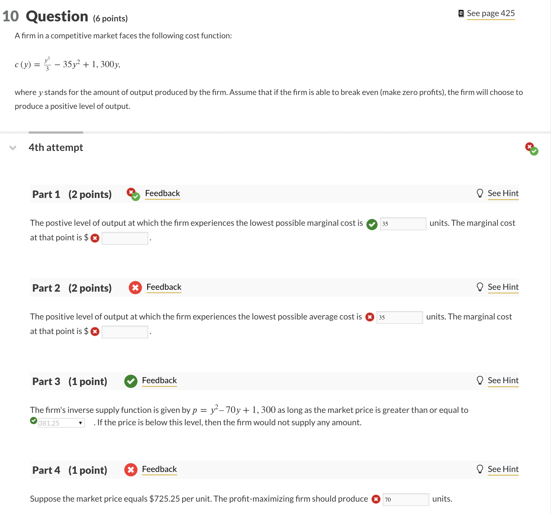 Solved 10 ﻿Question (6 ﻿points)A firm in a competitive | Chegg.com