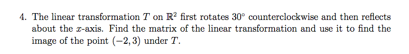 Solved 4. The linear transformation T on R2 first rotates | Chegg.com