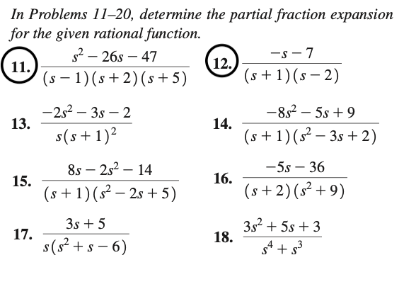 Solved determine the partial fraction expansion for the | Chegg.com