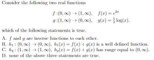 Solved Consider the following two real functions | Chegg.com