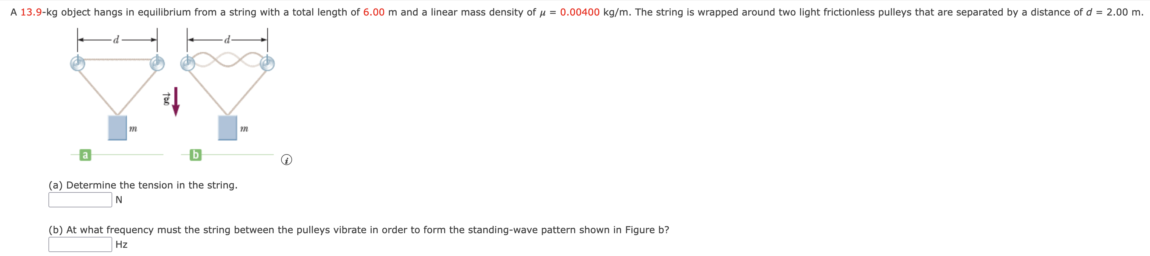 Solved A 13.9-kg object hangs in equilibrium from a string | Chegg.com