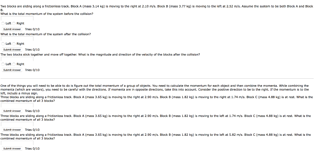 Solved Two blocks are sliding along a frictionless track. | Chegg.com