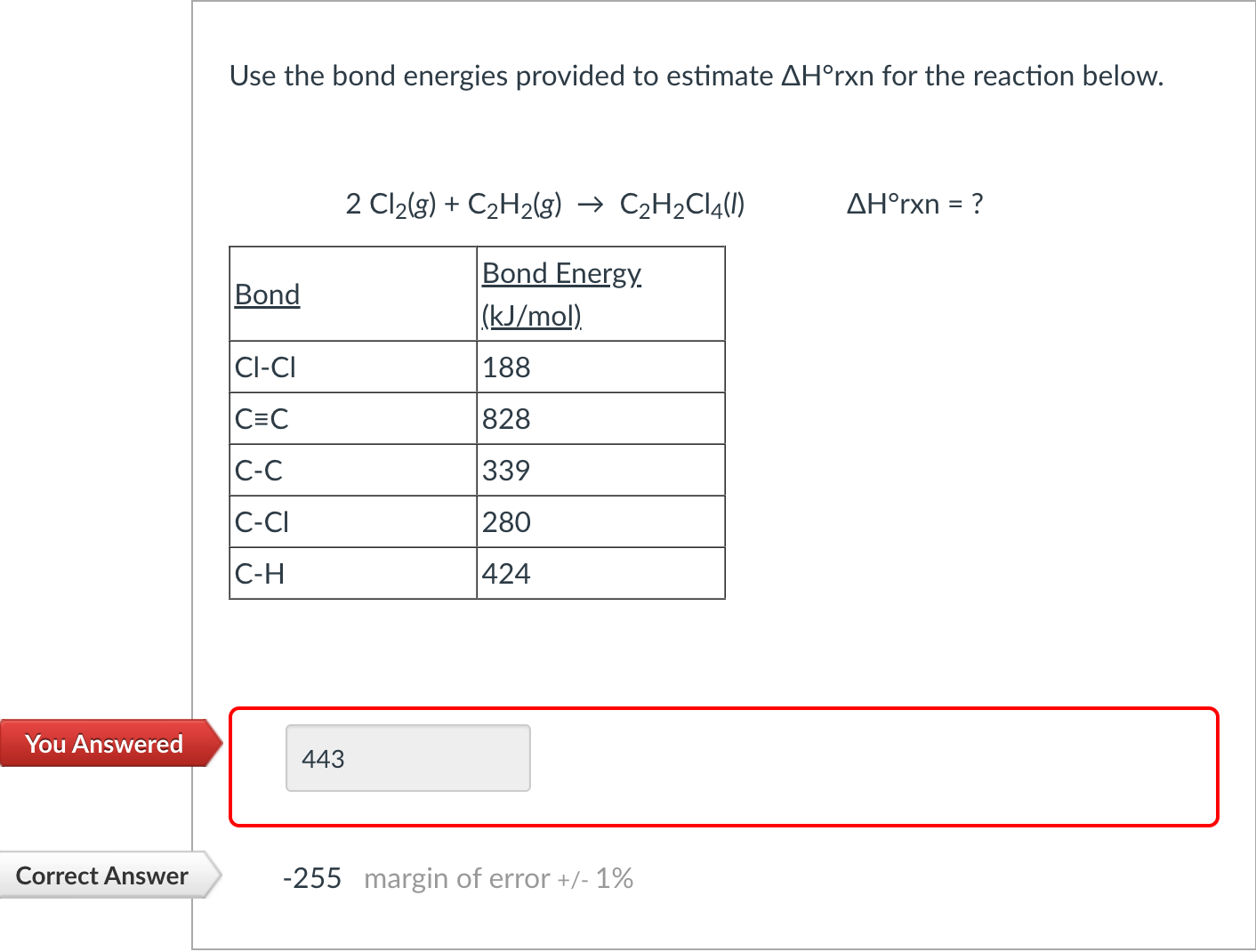 Solved Use the bond energies provided to estimate ΔH∘ rxn | Chegg.com