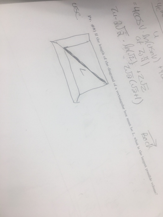 Solved If the length of the diagonal of a rectangular box | Chegg.com