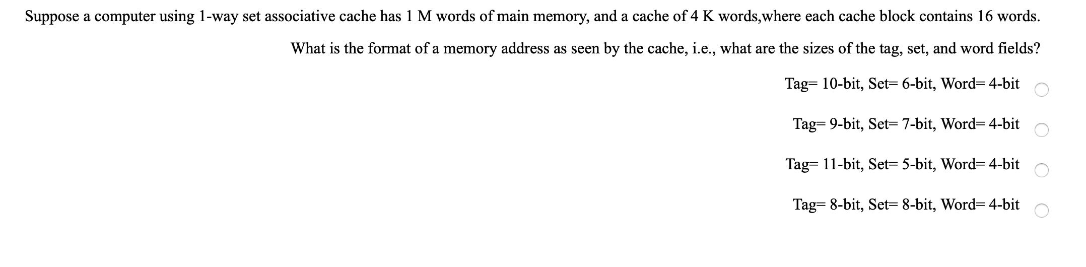 Suppose a computer using 1-way set associative cache | Chegg.com