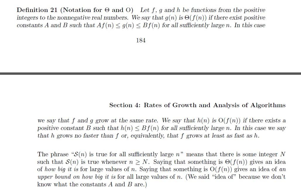 Solved 4.3. In each case, prove that g(n) is Θ(f(n)) using | Chegg.com