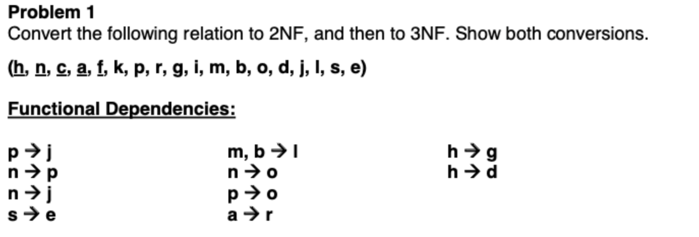 Solved Problem 1Convert the following relation to 2NF, and | Chegg.com Solved Problem 1Convert the following relation to 2NF, and | Chegg.com