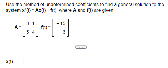 Solved Use the method of undetermined coefficients to find a | Chegg.com