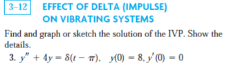 Solved 3-12 EFFECT OF DELTA (IMPULSE) ON VIBRATING SYSTEMS | Chegg.com