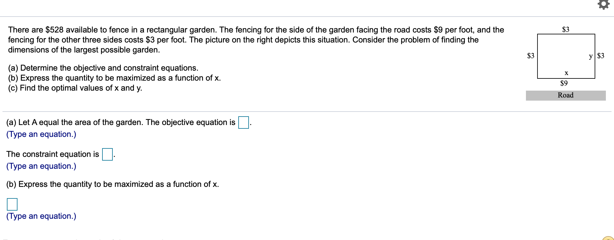 Solved There are $528 available to fence in a rectangular | Chegg.com