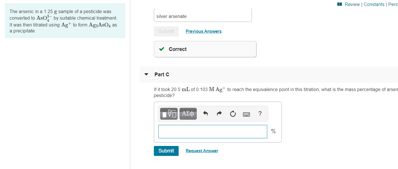 Solved A Review Constants Peric silver arsenate The arsenic | Chegg.com
