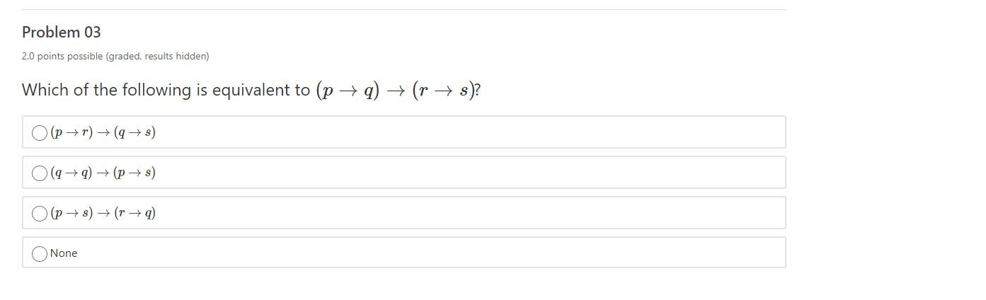 Solved Problem 03 2.0 points possible (graded, results | Chegg.com