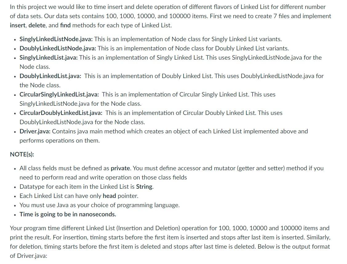 Solved In this project we would like to time insert and | Chegg.com