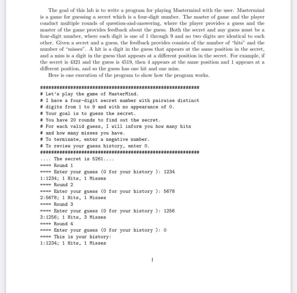 Solved The goal of this lab is to write a program for | Chegg.com