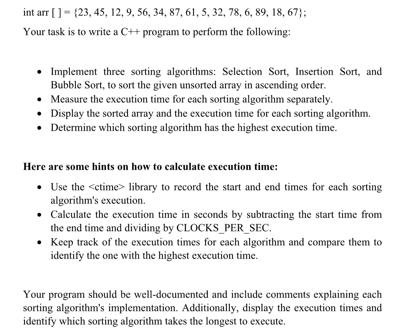 Solved Sorting Algorithms Performance Comparison With Time 