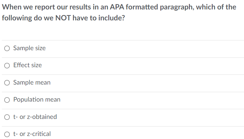 Solved When we report our results in an APA formatted | Chegg.com