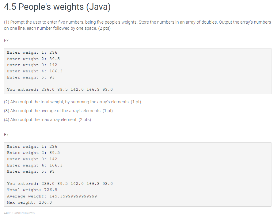 Solved (1) Prompt the user to enter five numbers, being five | Chegg.com