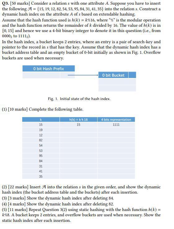 Solved Q3. [50 marks] Consider a relation s with one | Chegg.com