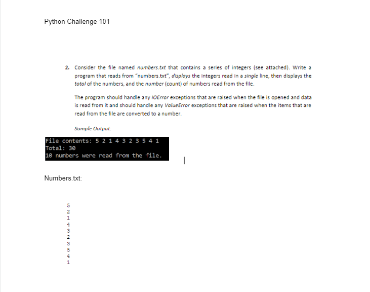 Solved Python Challenge 101 2. Consider the file named | Chegg.com