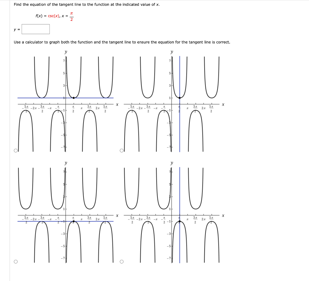 Solved Find the equation of the tangent line to the function | Chegg.com