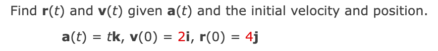 Solved Find r(t) and v(t) given a(t) and the initial | Chegg.com