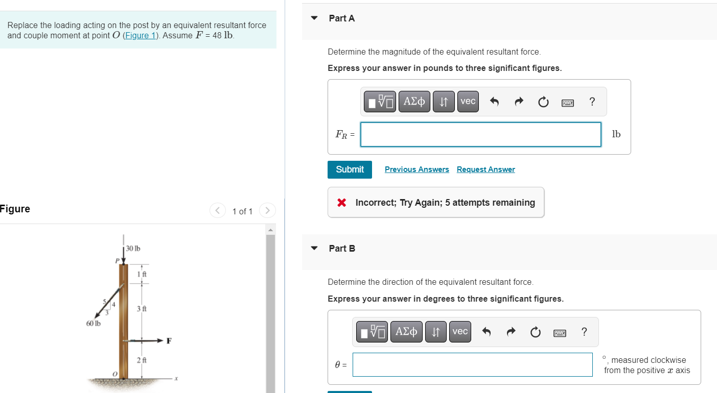 [Solved]: Replace the loading acting on the post by an equ