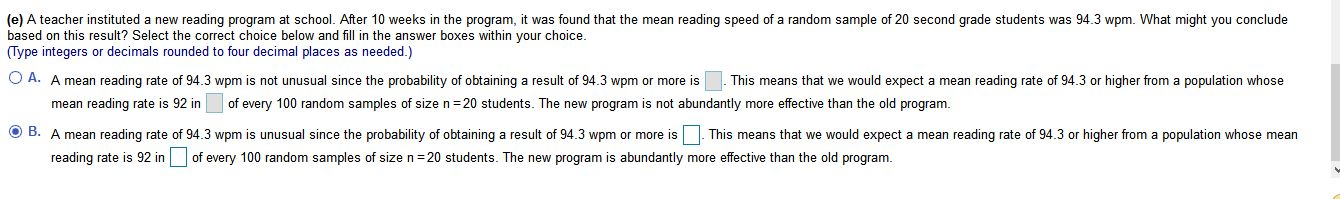 Solved The reading speed of second grade students in a large | Chegg.com