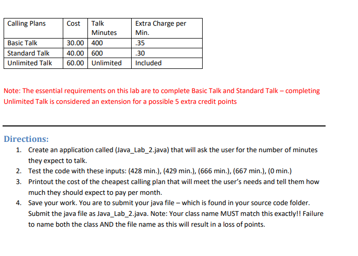 Solved Calling Plans Basic Talk Standard Talk Unlimited Talk | Chegg.com
