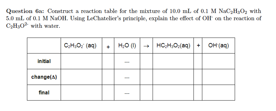 Solved For the mixture of 10.0 mL of 0.10 M NaC2H3O2 with | Chegg.com