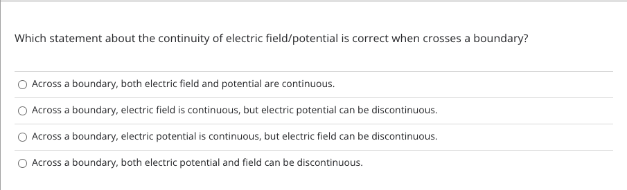 Solved Which statement about the continuity of electric | Chegg.com